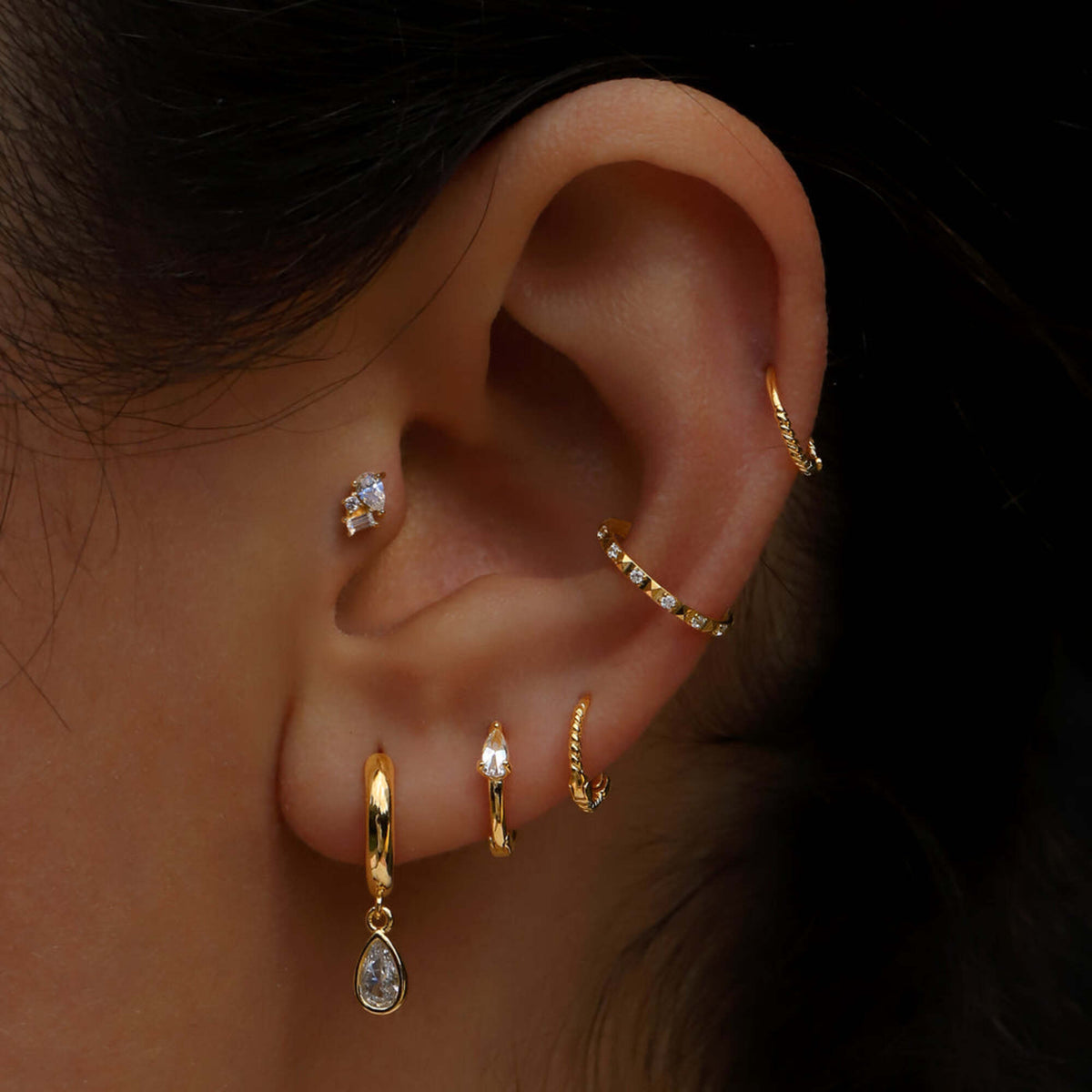 14k Gold Minimalist Cartilage Tragus Earring – cushionblue